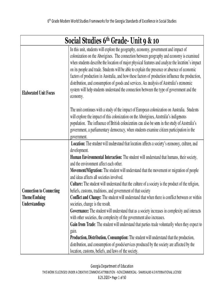 Fillable Online SOCIAL STUDIES - gadoe - Georgia Department of ...