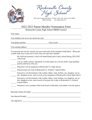 Fillable Online school council parent/guardian candidate nomination ...