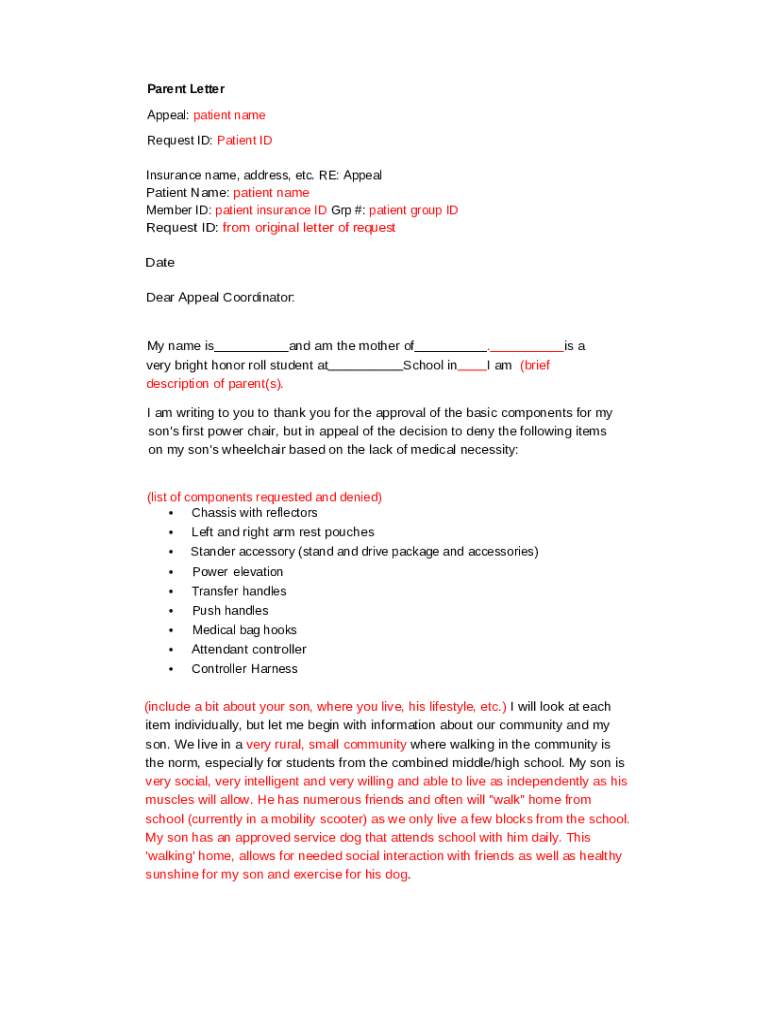 How to Appeal Denied Claims Doc Template | pdfFiller