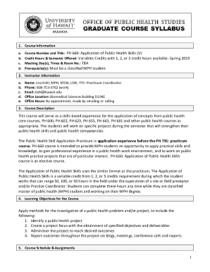 Fillable Online manoa hawaii OPHS Syllabus Template Fax Email Print - pdfFiller