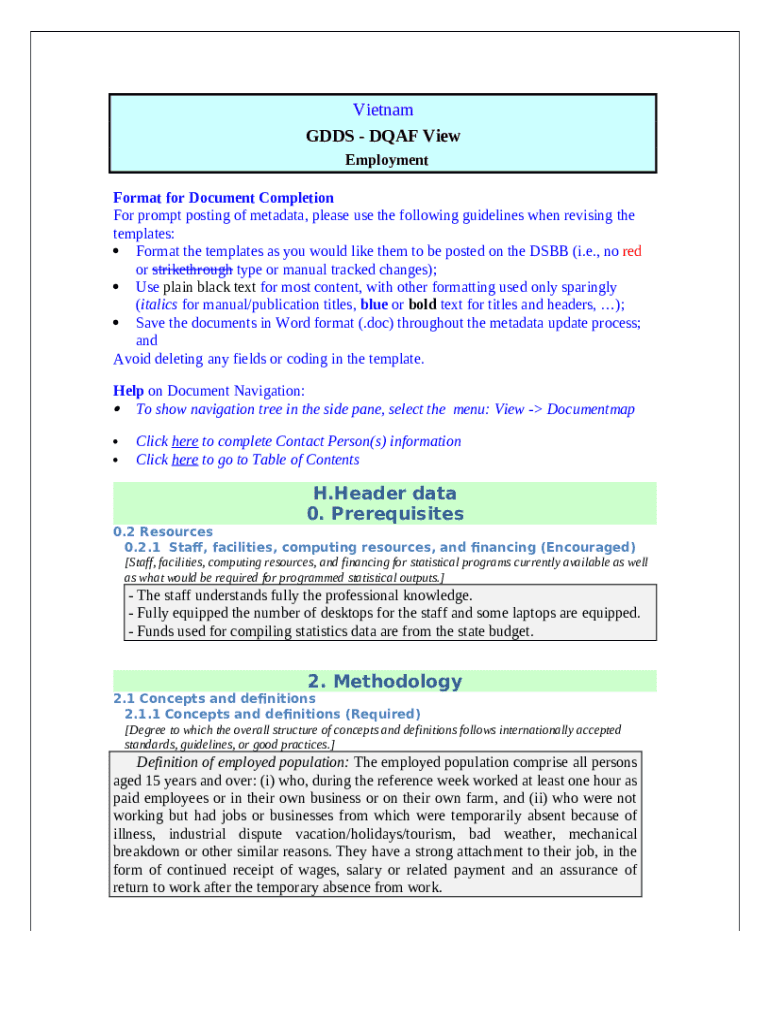 Data Template and Metadata for Short-term Statistics Doc Template | pdfFiller