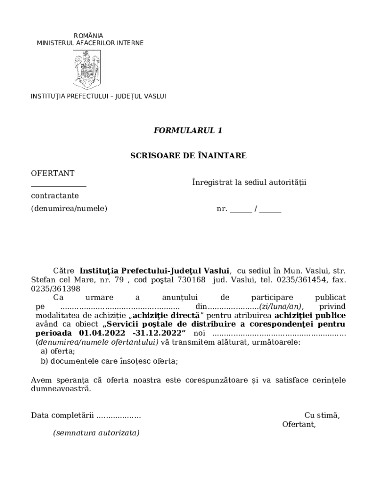 Datele de contact ale instituieiInstituia Prefectului Doc Template ...