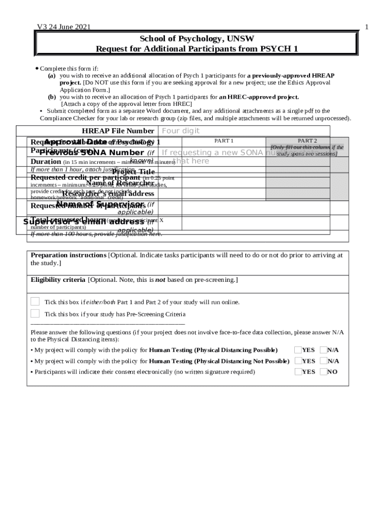 Ethics Approval Application - UNSW Sydney Doc Template | pdfFiller