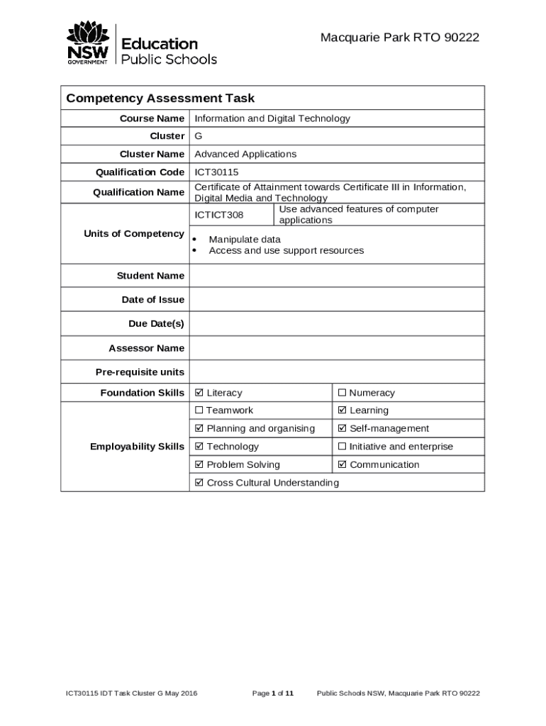 Example 1: Sample Assessment Tool - Department of Education Doc ...