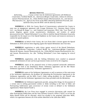 Distributors Approve Opioid Settlement Agreement Doc Template | pdfFiller