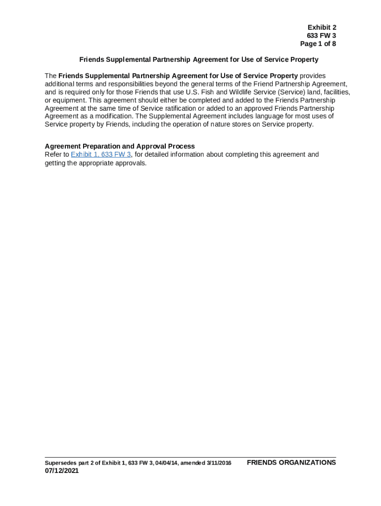 Exhibit 2, 633 FW 3, Friends Supplemental Agreement for Use ... Doc Template | pdfFiller