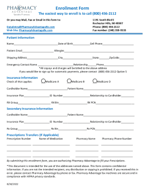 Fillable Online Pharmacy Advantage Enrollment Form - HAP Fax Email ...