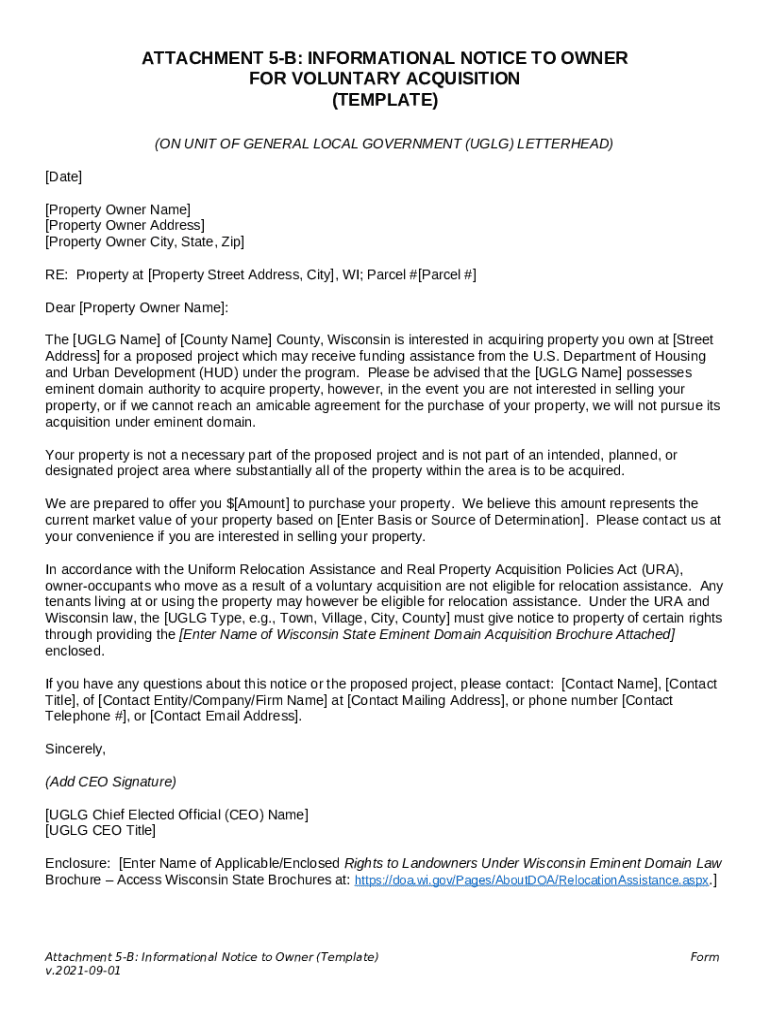 inational notice to owner for voluntary acquisition (template) Doc ...