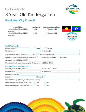 Fillable Online A46199003-Year-Old Kindergarten Registration Form - New ...