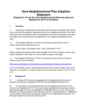 Fillable Online Dore Neighbourhood Plan Adoption Statement October 2021 ...