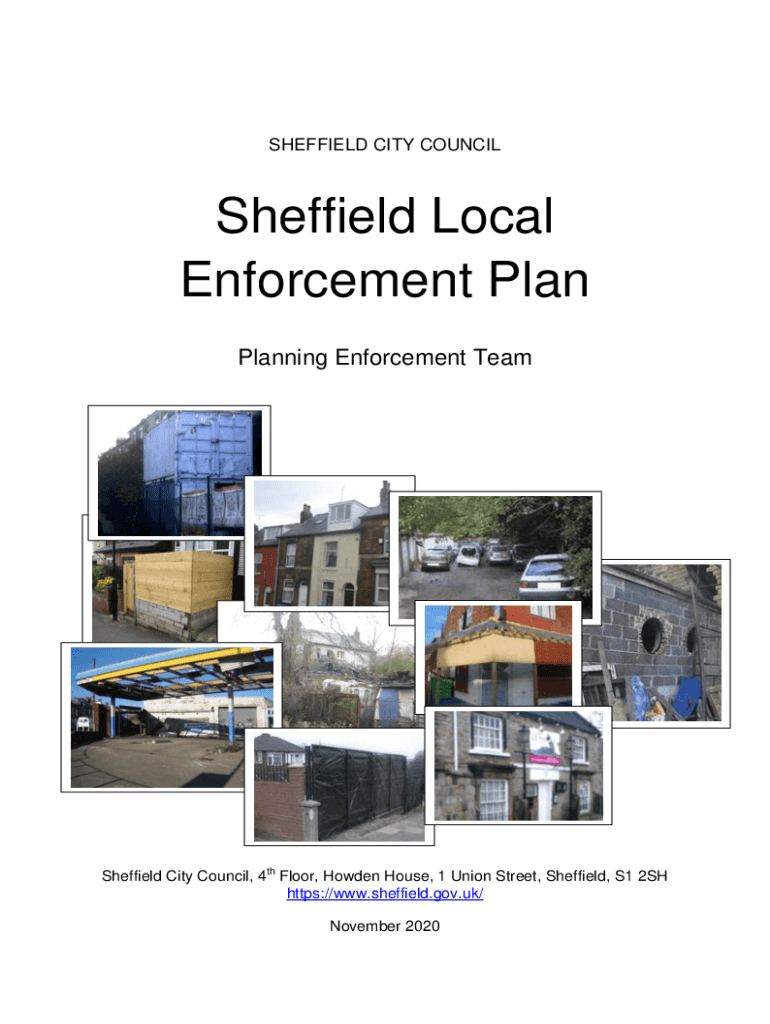 Fillable Online Sheffield Local Enforcement Plan. Planning Enforcement ...