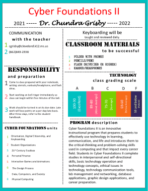 Fillable Online Cyber Foundations II - Cleveland School District Fax ...