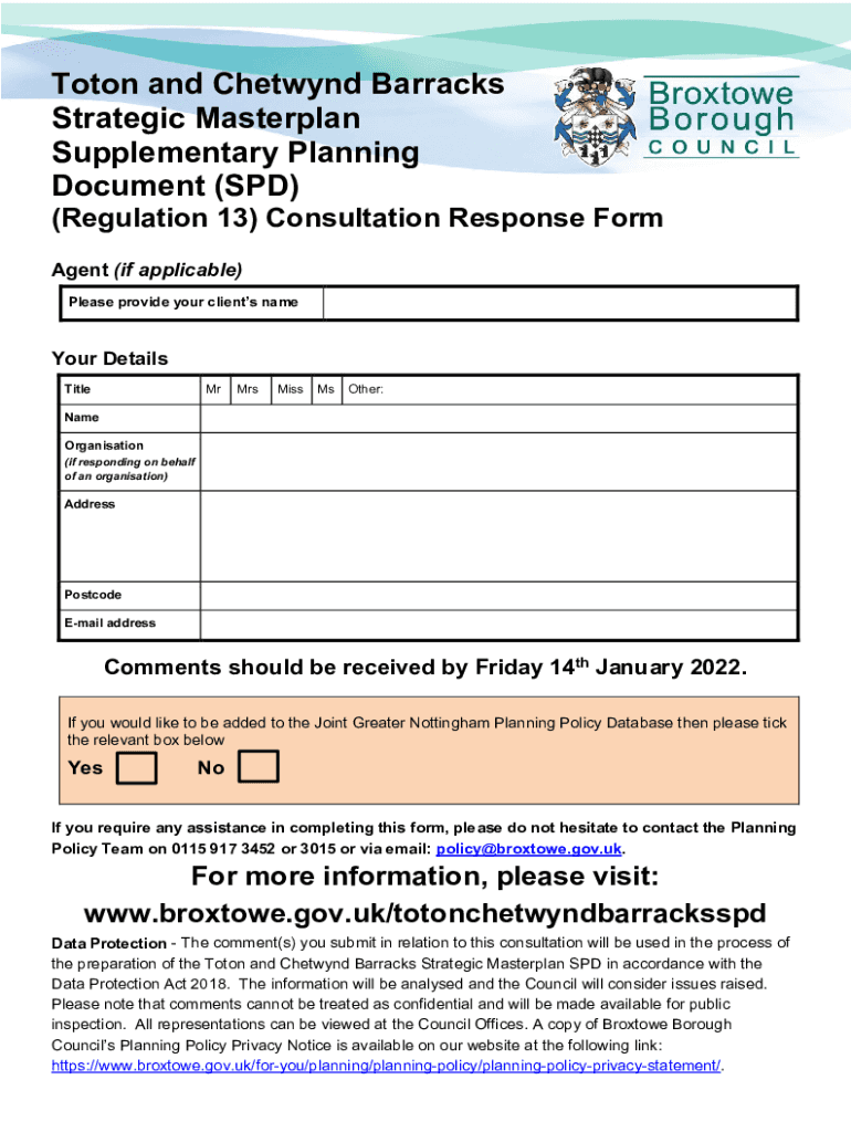 Fillable Online Toton and Chetwynd SPD response form Fax Email Print ...