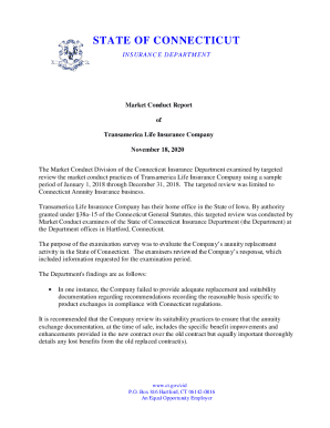 Fillable Online Market Conduct Examination - CT.gov Fax Email Print ...