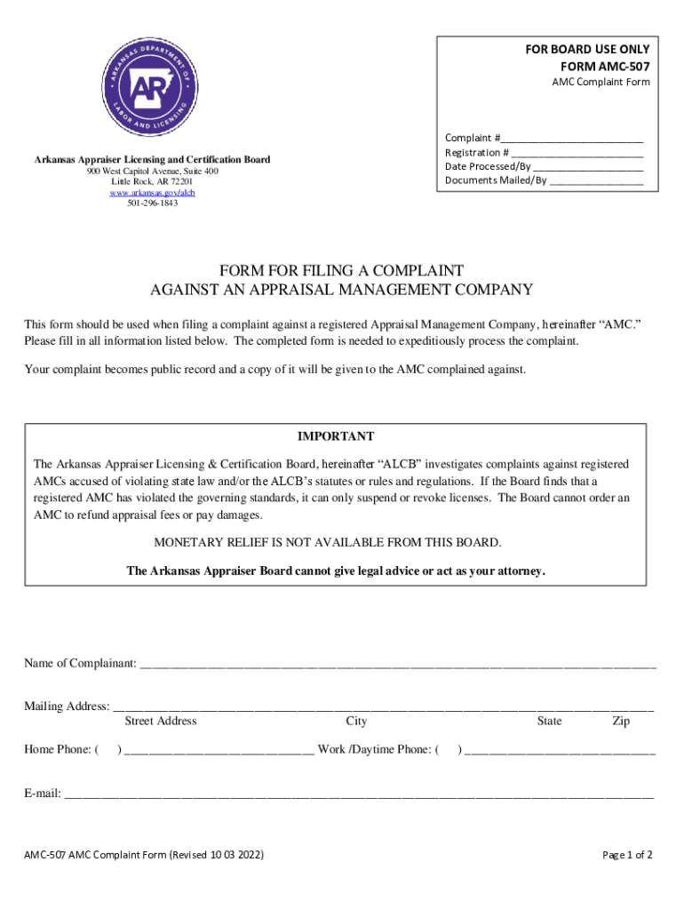 Fillable Online FORM AMC-507 Fax Email Print - pdfFiller