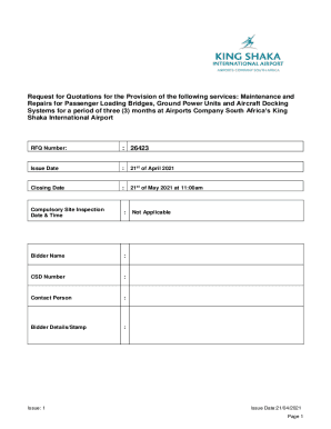 Fillable Online Maintenance and Repairs for Passenger Loading Bridges ...