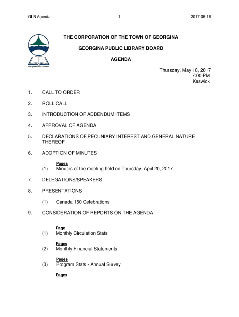 Fillable Online GEORGINA PUBLIC LIBRARY BOARD Fax Email Print - pdfFiller