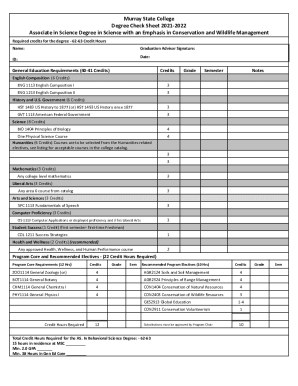 Fillable Online Degree Check Sheet 2021-2022 Fax Email Print - pdfFiller