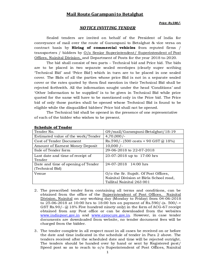 Fillable Online INVITATION TO TENDER For and on behalf of the president of ... Fax Email Print ...