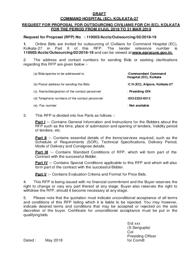 Fillable Online draft request for proposal for outsourcing of departmental Fax Email Print ...
