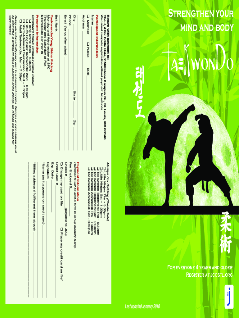 Fillable Online Taekwondo - St. Louis JCC Fax Email Print - pdfFiller