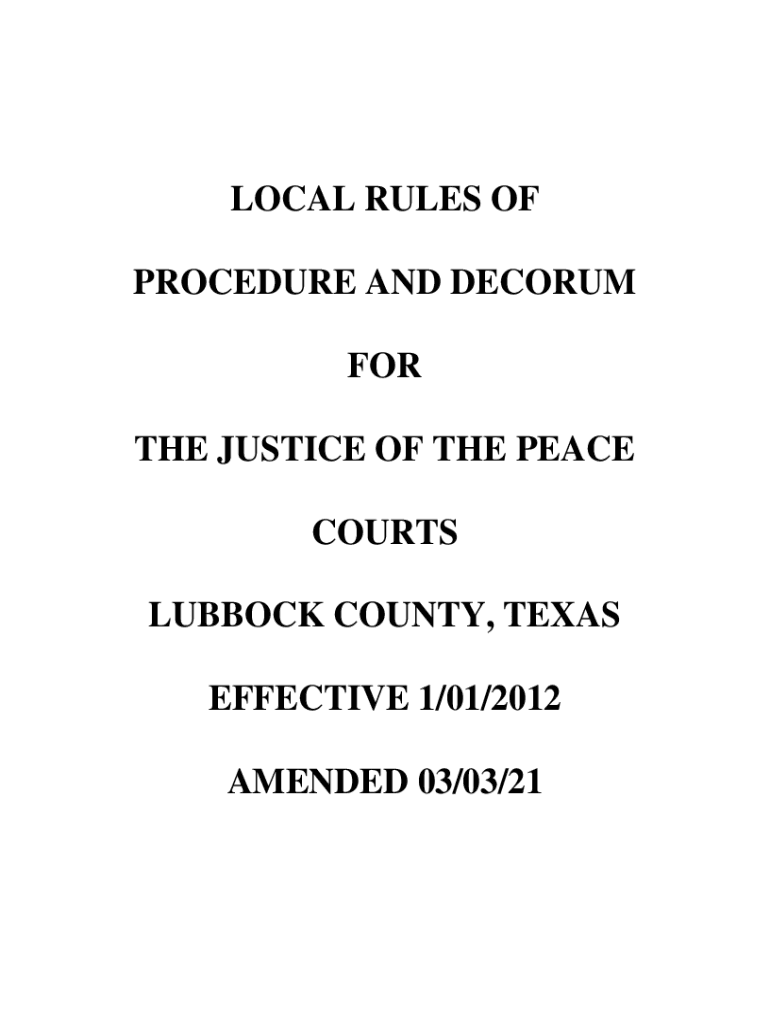 Fillable Online local rules of procedure and decorum for the justice of ...