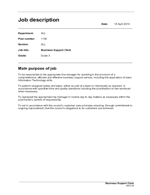 Fillable Online Office Clerk job description template - Workable ...