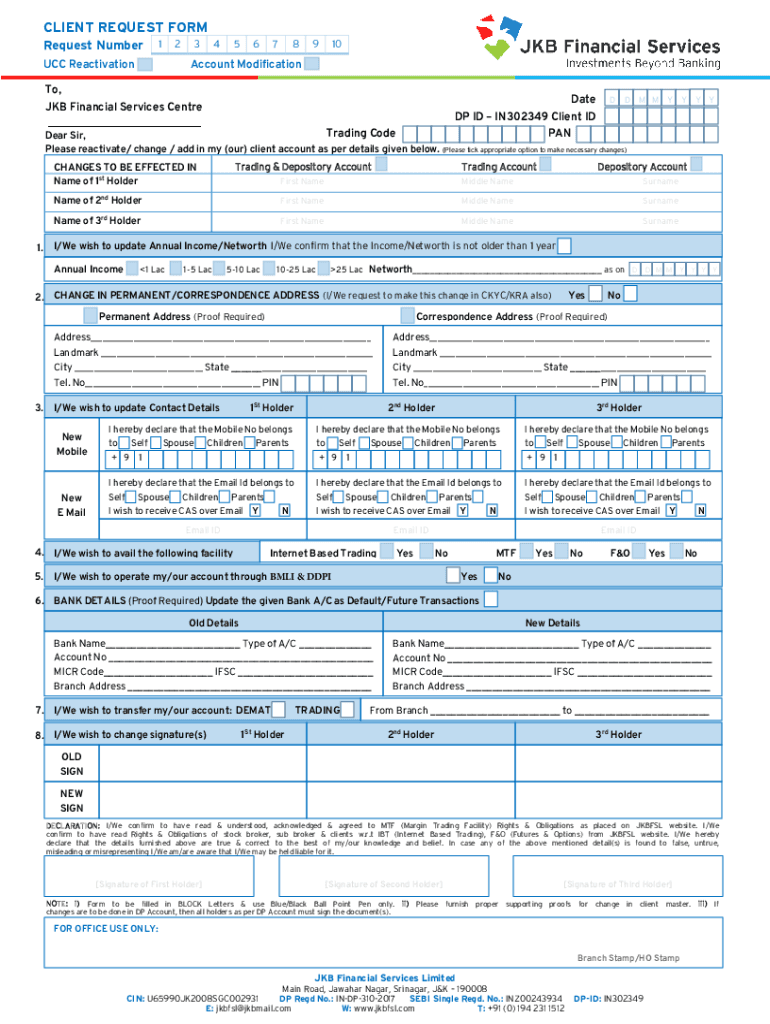 Fillable Online CLIENT REQUEST FORM Fax Email Print - pdfFiller