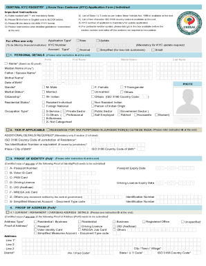 Fillable Online CENTRAL KYC REGISTRY APPLICATION FORM Fax Email Print ...