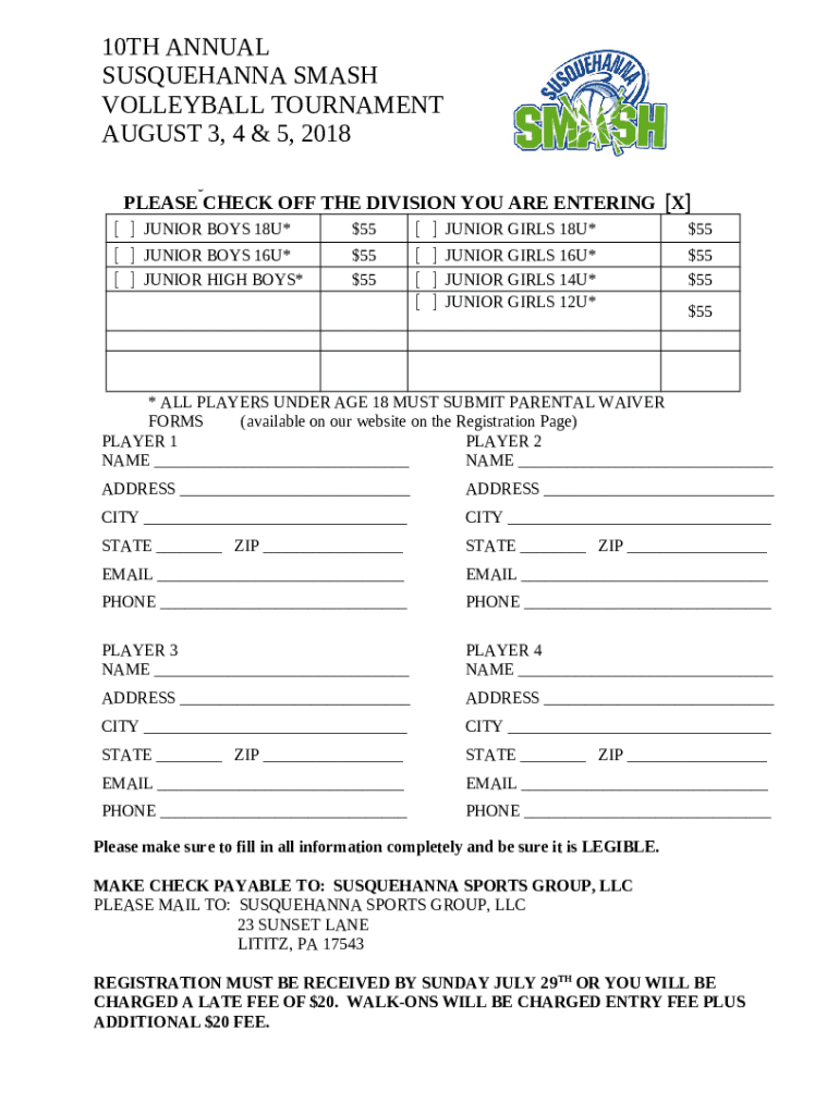 1ST ANNUAL NORRISTOWN CRUSH VOLLEYBALL ... Doc Template | pdfFiller