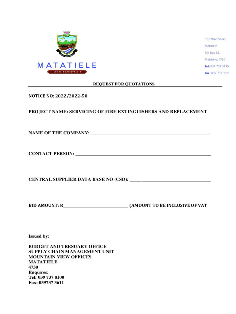 Fillable Online Fire Extinguisher Inspection and Maintenance - Tender ...