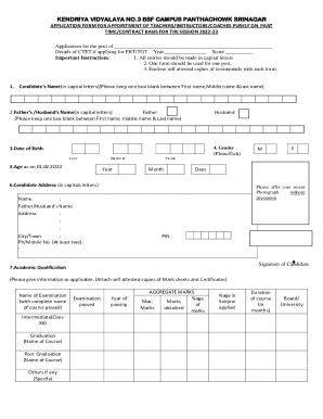 Fillable Online Kendriya Vidyalaya No 3 (KV), Bsf Campus, Srinagar ...
