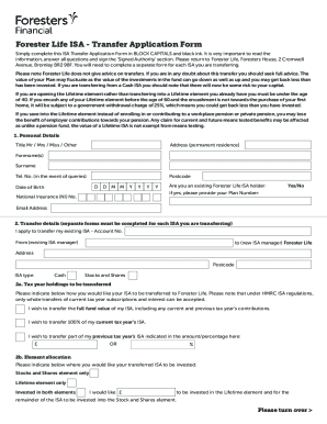 Fillable Online Stocks & Shares ISA - Transfer Request Form - POIS Fax ...