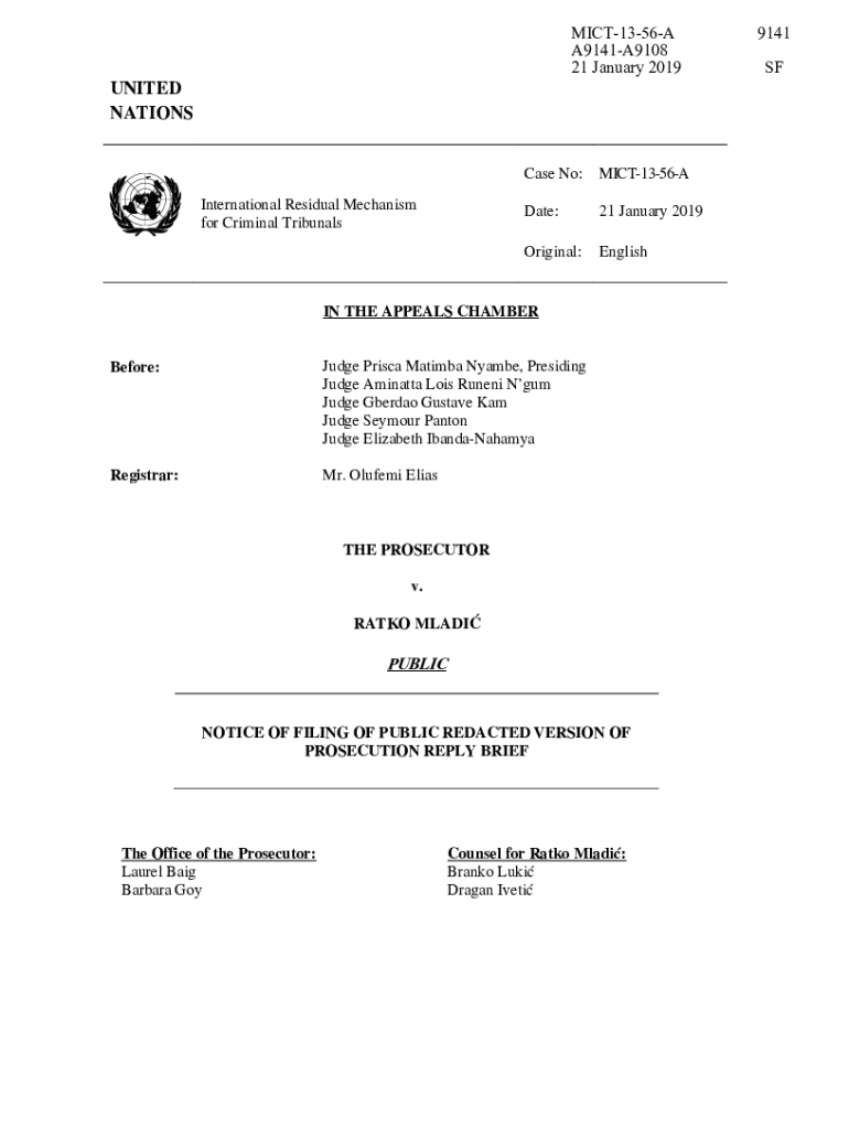 Fillable Online 190118 Notice of Filing of PRV Reply Brief Fax Email Print - pdfFiller