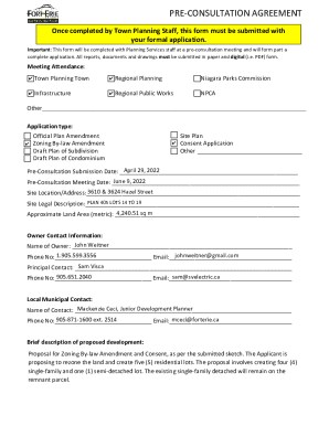 Fillable Online Town of Newmarket - Pre Consultation Application Form ...
