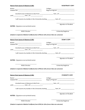 Fillable Online coe upd edu Leave of Absence (LOA) Request and Form Fax ...