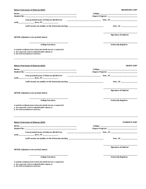 Fillable Online coe upd edu application for leave of absence Fax Email ...