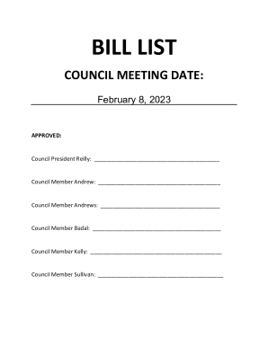 Fillable Online BILL LIST Fax Email Print - pdfFiller