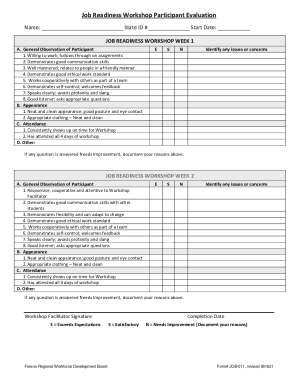 Fillable Online Employment Readiness Specialist Job Ready Checklist Fax ...