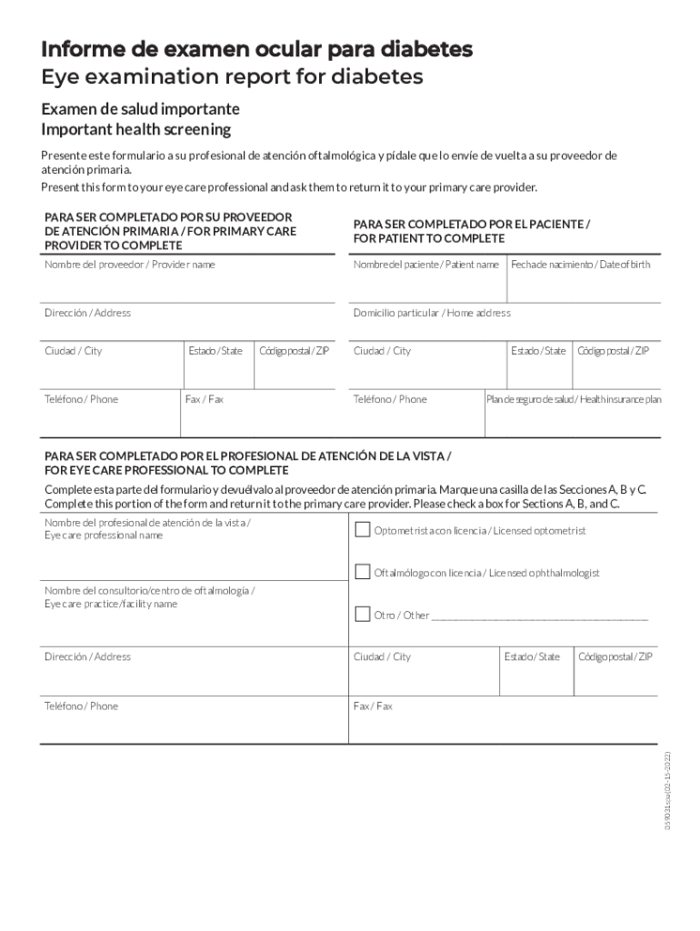 Completable En línea Informe De Examen Ocular Para Diabeteseye ...