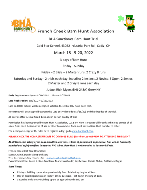 Fillable Online FRENCH CREEK BARN HUNT ASSOCIATIONFacebook Fax Email ...