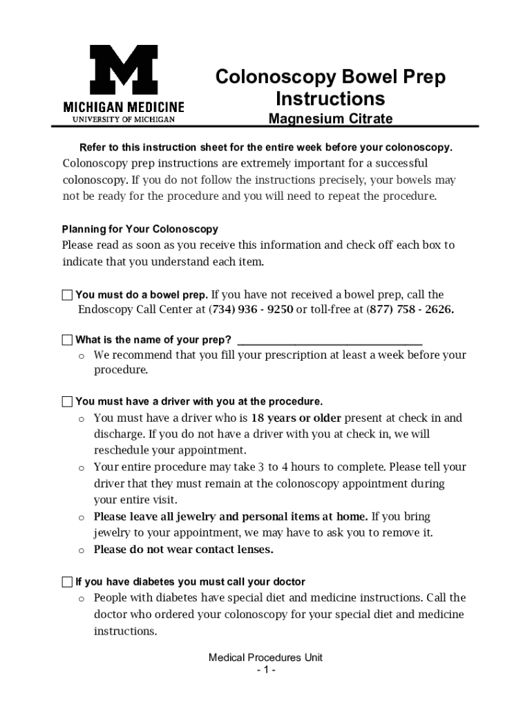 Fillable Online Two Day Preparation Instructions for Colonoscopy Fax ...