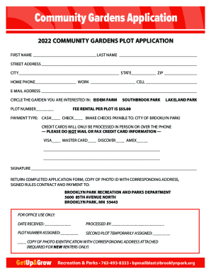 Fillable Online GARDEN PLOT REQUEST FORM Fax Email Print - pdfFiller