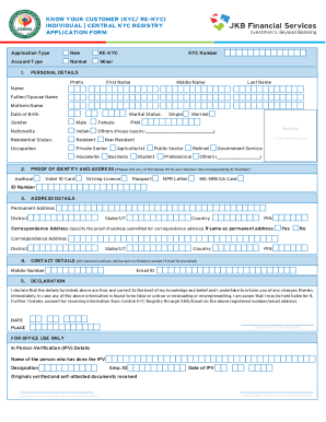 Fillable Online KNOW YOUR CUSTOMER (KYC/ RE-KYC) Fax Email Print - pdfFiller