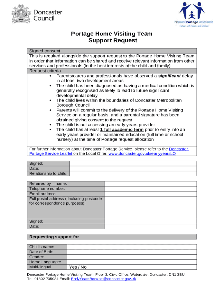 Portage - home visiting educational service - SEND Local Offer Doc Template | pdfFiller