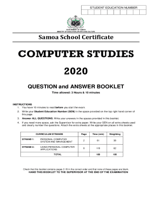 Fillable Online Write your Student Education Number (SEN) in the space ...