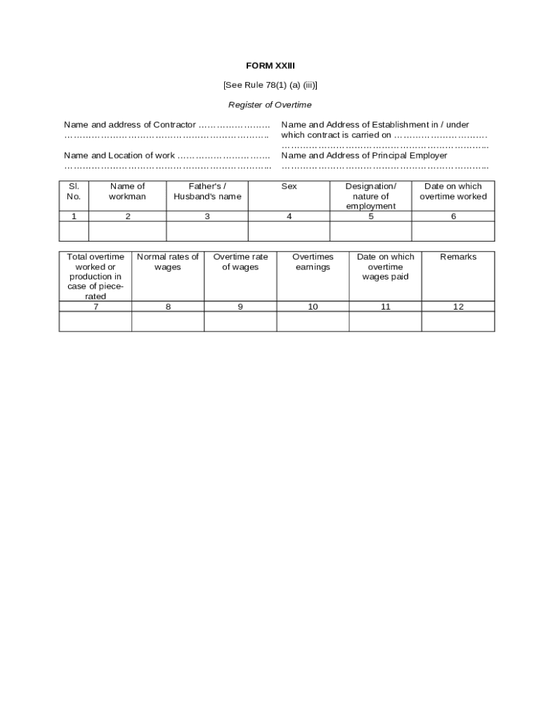 XXIII - Register of Overtime - greytHR Doc Template | pdfFiller