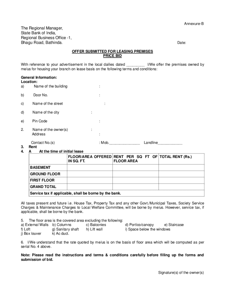 Fillable Online ANNEXURE 'A' The Regional Manager, State Bank of India ...