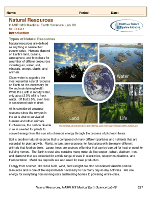 Fillable Online Earth's Natural Resources and Human Impacts Fax Email ...