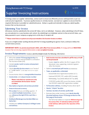 Fillable Online Supplier Invoicing Instructions - TC Energy Fax Email ...